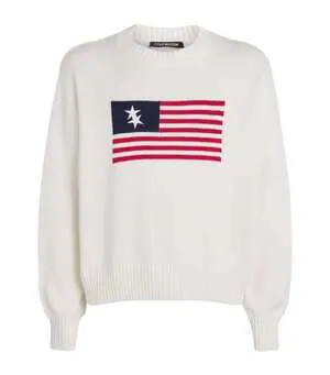 COLE BUXTON Two-star Flag Crew Neck Sweater