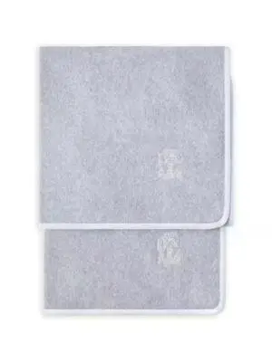 Brunello Cucinelli 2-piece Cotton Terrycloth Bath Towel Set With Embroidery - Grey