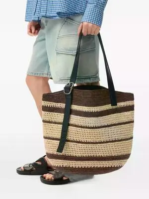 Loewe Loop Basket Striped Shoulder Bag - Brown