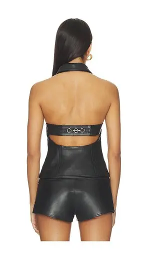 Cult Gaia Jill Leather Halter Top