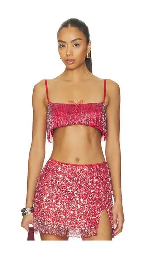 ASTA RESORT X Revolve Yasmin Fringe Bralette In . Also - Red
