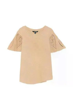 Ralph Lauren Broderie Anglaise Flutter Sleeve T-shirt - Neutrals