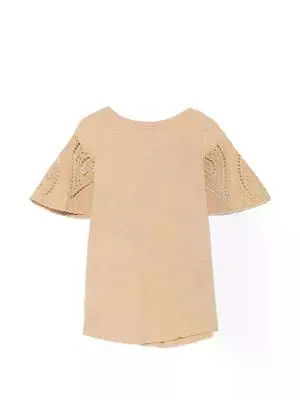 Ralph Lauren Broderie Anglaise Flutter Sleeve T-shirt - Neutrals