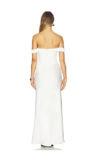 RUNAWAY THE LABEL Off Shoulder Maxi Dress - White