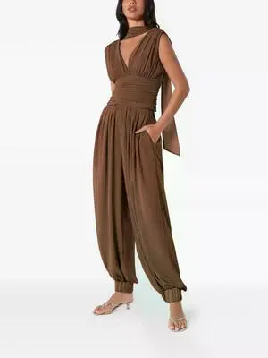 NICHOLAS Ruched Scarf-detail Top - Brown