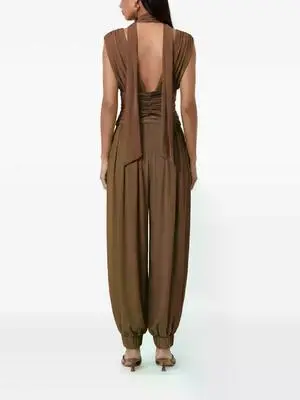 NICHOLAS Ruched Scarf-detail Top - Brown