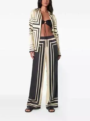 NICHOLAS Iris Silk-blend Geometric Print Long-sleeve Shirt