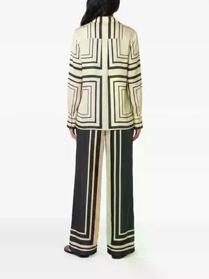 NICHOLAS Iris Silk-blend Geometric Print Long-sleeve Shirt
