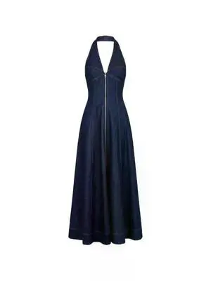 NICHOLAS Elsa Halterneck Zip-front Maxi Dress