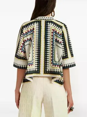 La DoubleJ Geometric-print Cotton Shirt