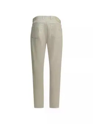 Zegna Logo Patch Linen Trousers - Neutrals