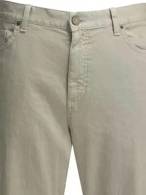 Zegna Logo-patch Linen Trousers - Neutrals