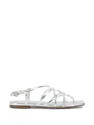 AeydĒ Anisa Leather Flat Sandals - Silver