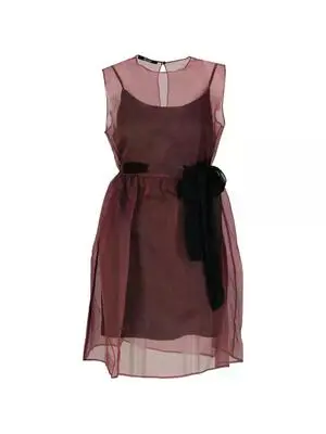 LA ROSE Sleeveless Sheer-panel Mini Dress With Bow Detail