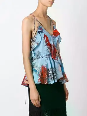 Emilio Pucci Feather Print Silk Top