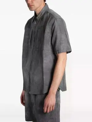 ROBERTO COLLINA Zip-up Short-sleeve Shirt - Grey