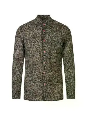Kiton Floral-print Long-sleeve Shirt - Black