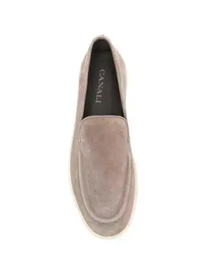 Canali Suede Almond Toe Slip-on Loafers