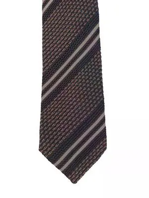 Tagliatore Diagonal Stripe Waffle-knit Tie - Blue