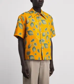 Séfr Linen Leaf Print Dayot Shirt