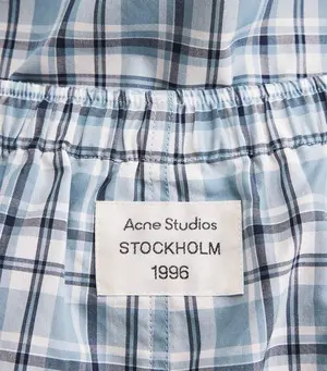 Acne Studios Cotton Check Bloomer Shorts - Blue