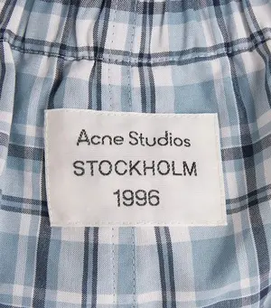 Acne Studios Cotton Check Bloomer Shorts - Blue