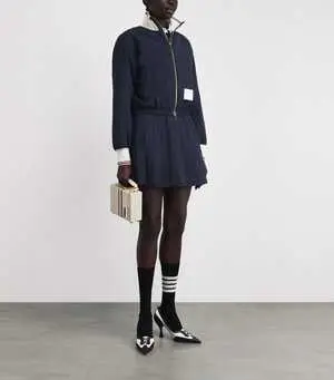 Thom Browne Wool Seersucker Pleated Mini Skirt