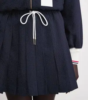 Thom Browne Wool Seersucker Pleated Mini Skirt