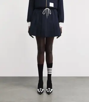 Thom Browne Wool Seersucker Pleated Mini Skirt