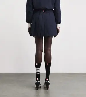 Thom Browne Wool Seersucker Pleated Mini Skirt
