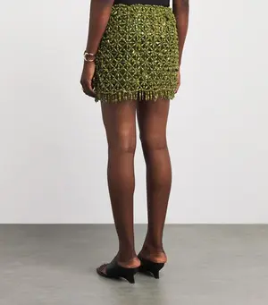 Cult Gaia Silk Embellished Idalia Mini Skirt - Green