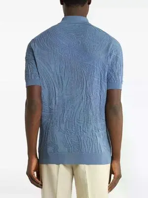 Etro Paisley-motif Knit Cotton Polo Shirt