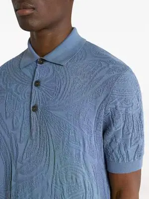 Etro Paisley-motif Knit Cotton Polo Shirt
