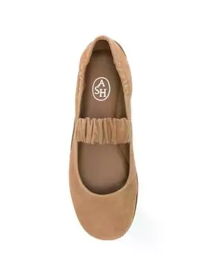 Ash Maya Ruched-strap Suede Ballet Flats - Brown
