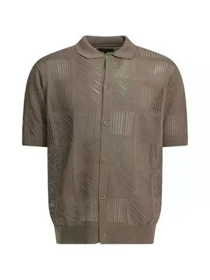 BEAMS Geometric-patterned Button-down Polo Shirt