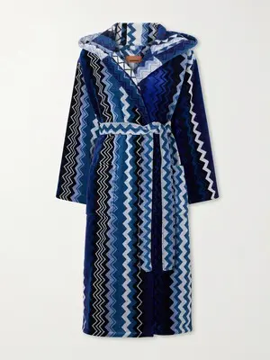 Missoni Giacomo Striped Hooded Belted Cotton-terry Robe - Multi