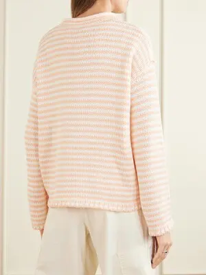 LA LIGNE Striped Cotton Knitted Sweater - Orange