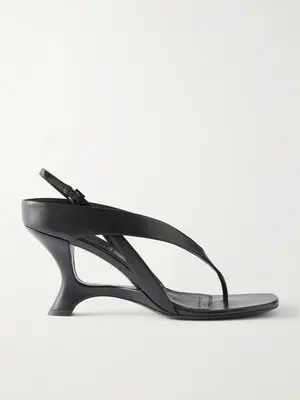 Simkhai Darya Leather Wedge Sandals - Black