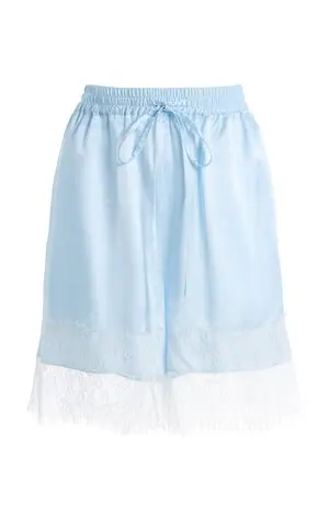 THIRD FORM Silk-blend Shorts With Lace Trim - Blue