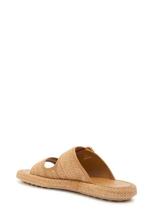 TOD'S Raffia Sandals With Leather Trim