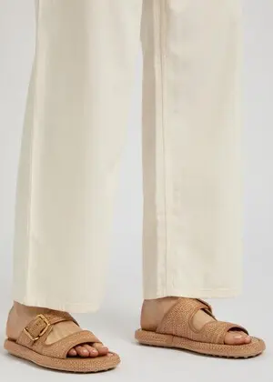 TOD'S Raffia Sandals With Leather Trim