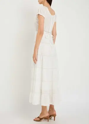 Rixo Jaclyn Broderie Anglaise Cotton Midi Dress - Ivory