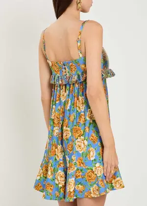 Rabanne Floral-print Chainmail And Jersey Mini Dress