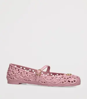 Valentino Garavani Open-work Vlogo Ballet Flats - Pink