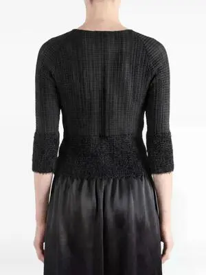 Issey Miyake Pleated Bouclé-trim Top
