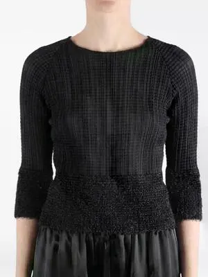 Issey Miyake Pleated Bouclé-trim Top