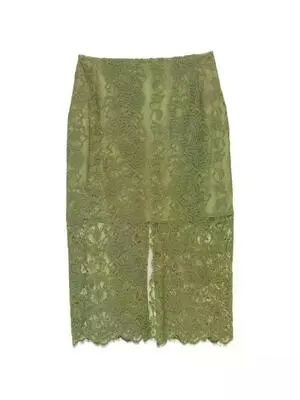 Imperial Floral-lace Pencil Midi Skirt - Green
