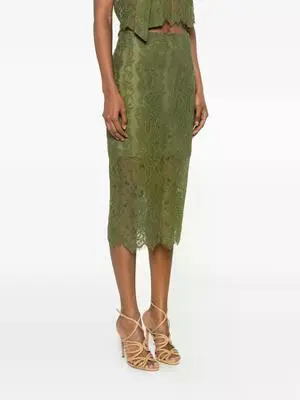 Imperial Floral-lace Pencil Midi Skirt