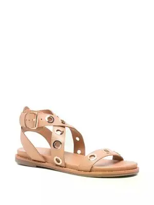 CARMELA Leather Eyelet Embellished Sandals