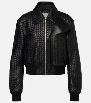 Bottega Veneta Intrecciato Leather Jacket - Black